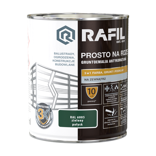 Rafil Na Rdzę 0,75L ZIELONY MCHOWY RAL6005 POŁYSK farba