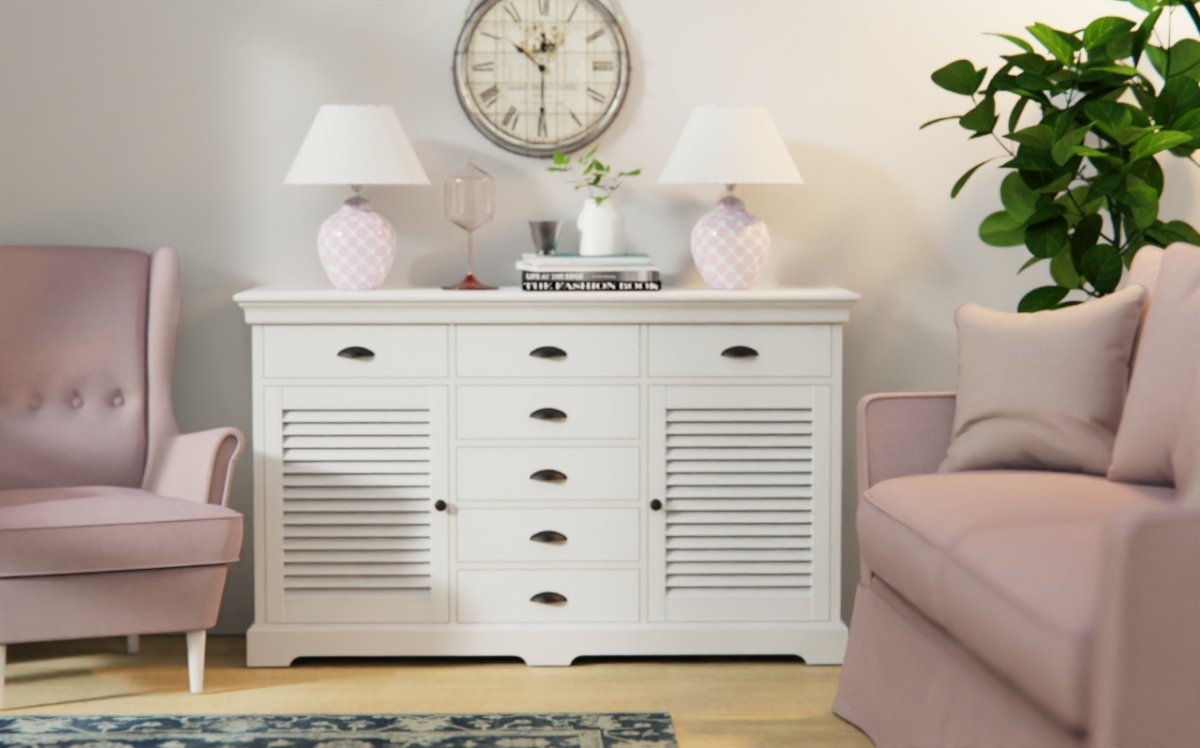 BIAŁA KOMODA HAMPTONS 7SZ.2D - Komody