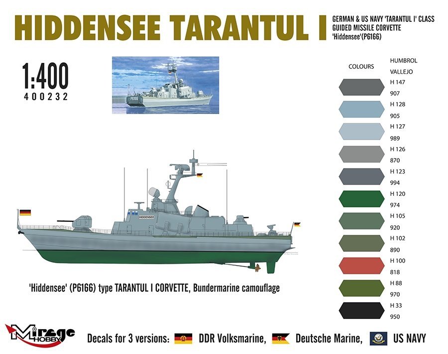 Mirage 40232 1/400 HIDDENSEE (GERMAN NAVY / US NAVY TARANTUL I)
