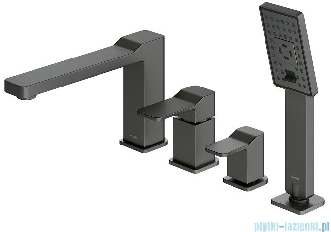 Omnires Slide bateria wannowa 4-otworowa kompletna grafit szczotkowany ...