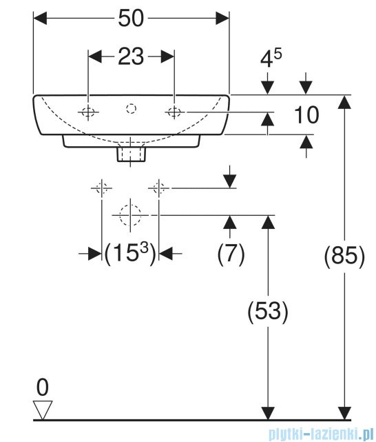 Geberit Selnova Square Umywalka 50x42cm 500.301.01.7 - plytki-lazienki
