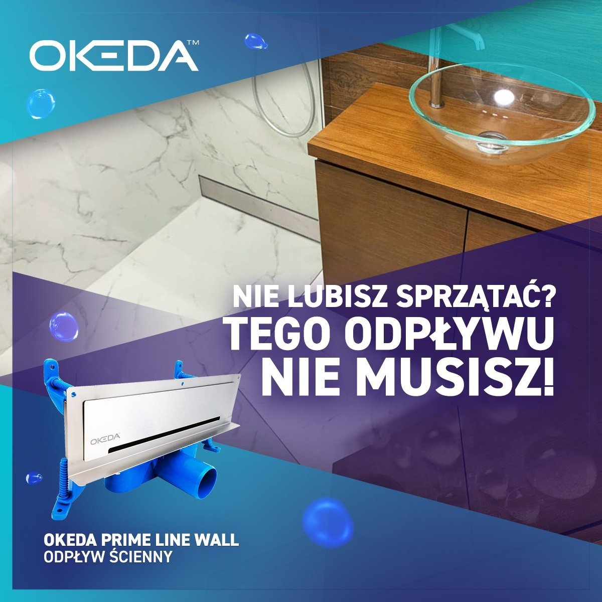 OKEDA Odpływ ścienny PRIME LINE WALL 60cm ruszt stal pełna 20600.WS ...