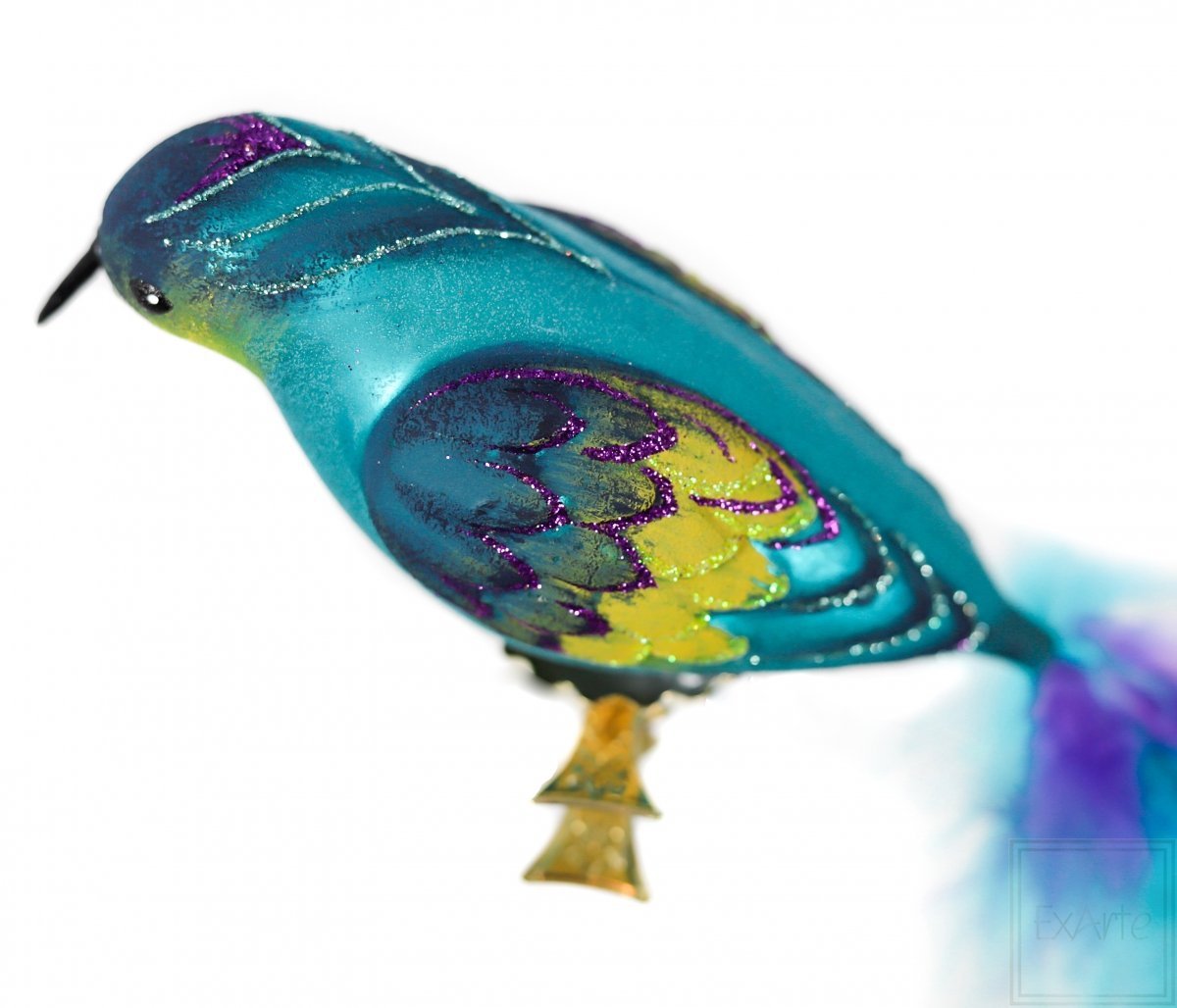 Christmas bauble bird 13cm -With all its glory - Blaze of peacock ...