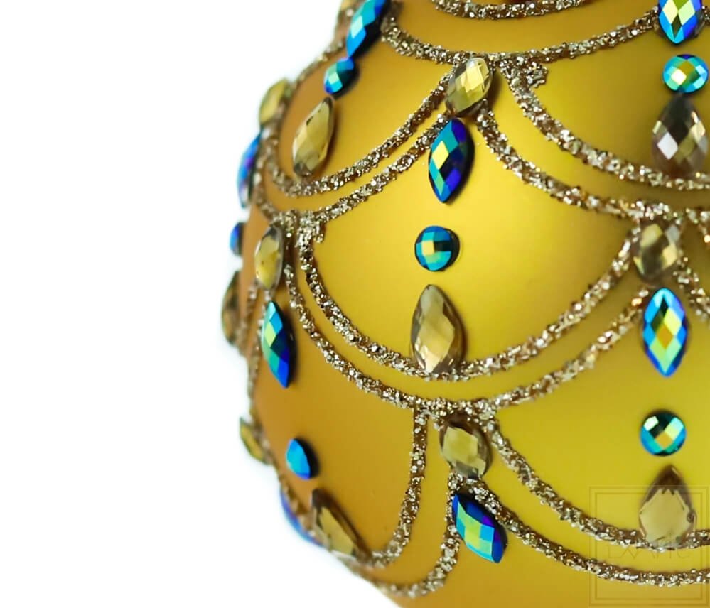 Szklana bombka Kula 8cm – Złote art deco - Średniej wielkości ...