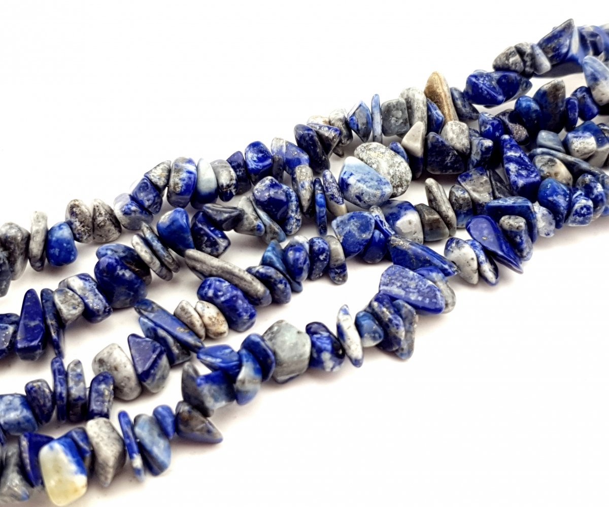 br72 Lapis Lazuli kamień naturalny sieczka drobna 3-5mm sznur 80cm - Półprodukty do wyrobu ...