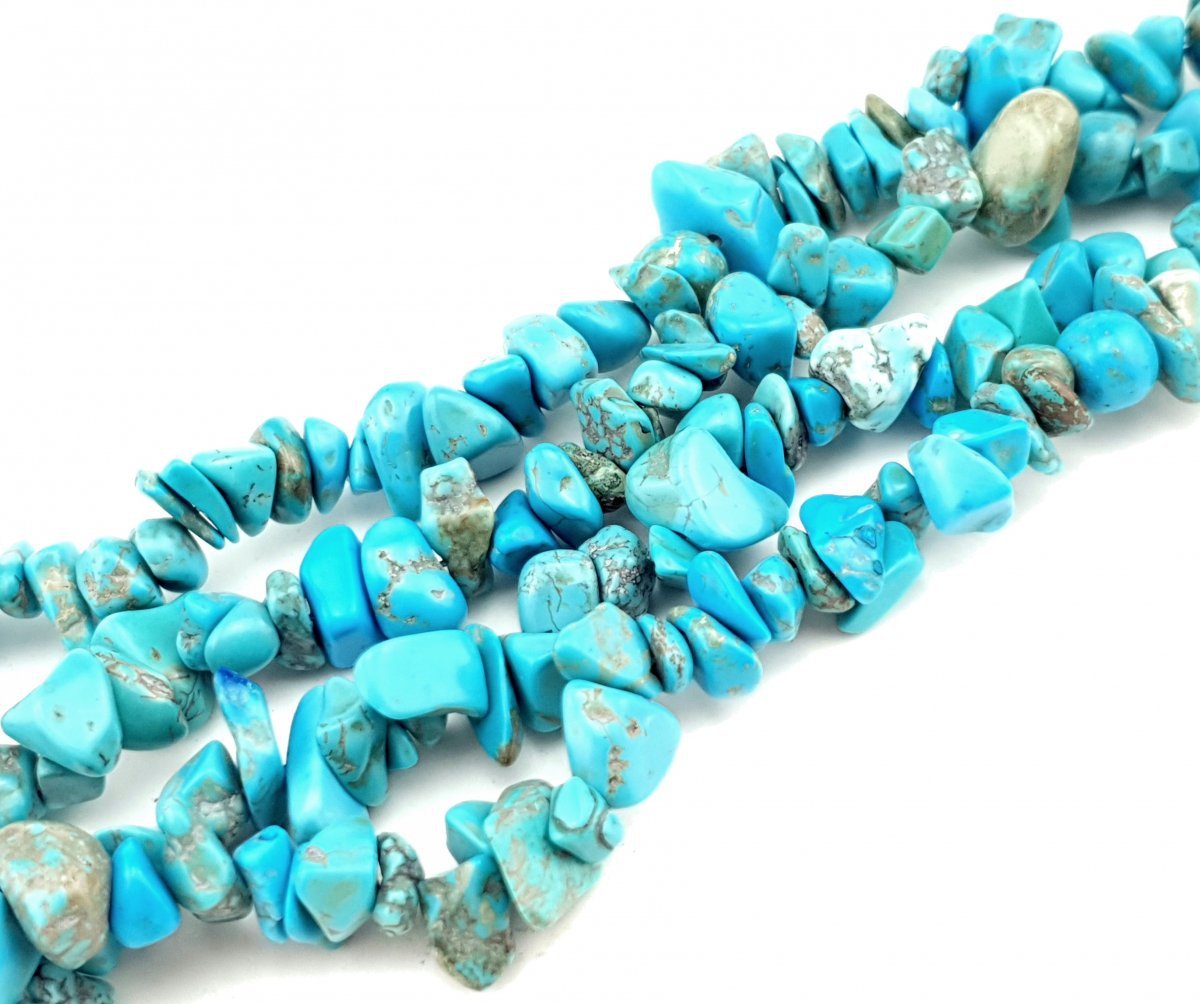 x34 Turkus kamień naturalny sieczka drobna 5-7mm sznur 80cm ...