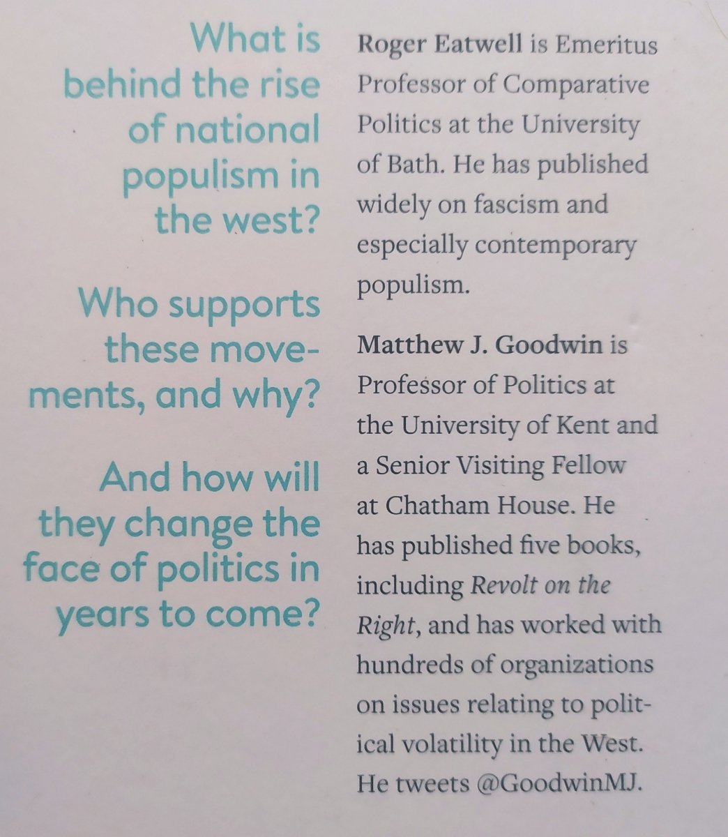 Roger Eatwell, Matthew Goodwin National Populism. The Revolt Against ...