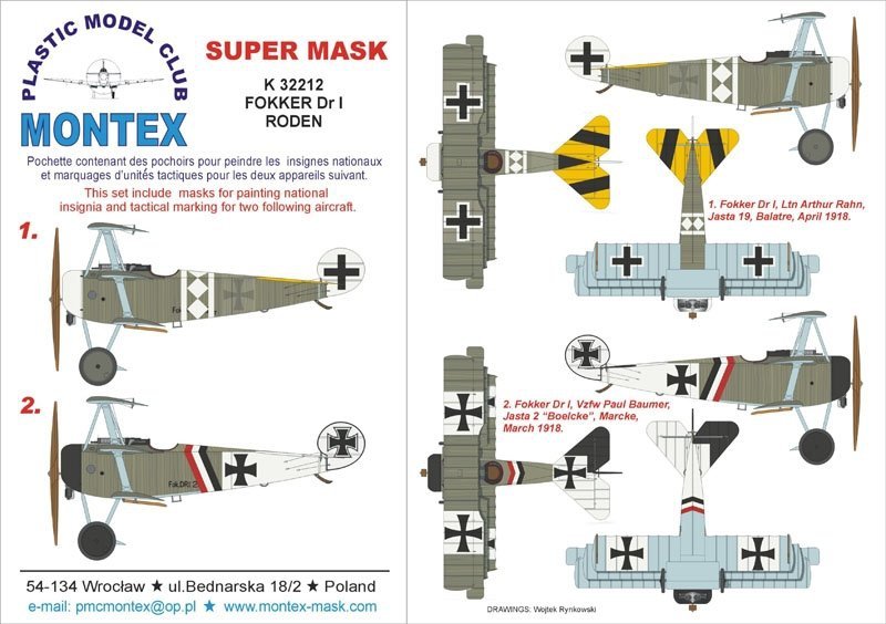 Montex K32212 FOKKER Dr.I 1 32 - scale 1:32 - Super Mask - Montex ...