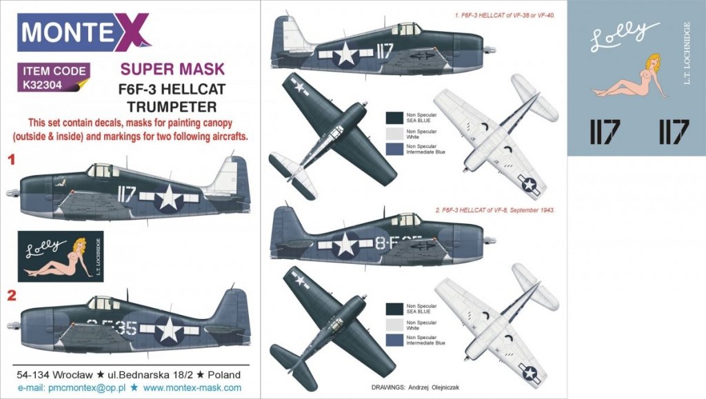 Montex K32304 F6F-3 HELLCAT 1 32 - scale 1:32 - Super Mask - Montex ...