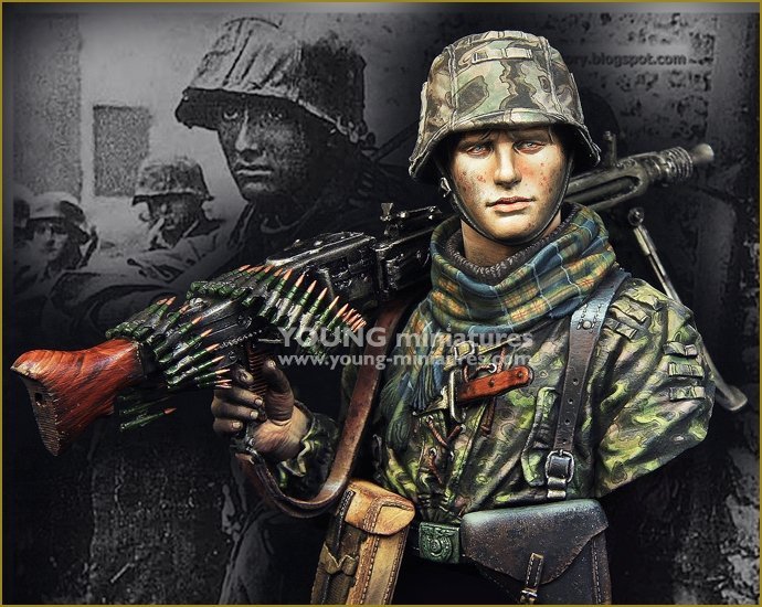 Young Miniatures YM1869 Waffen SS Young Machine Gunner 1944 1 10 - 1:10 ...