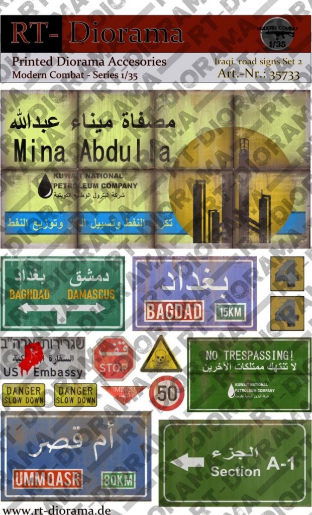 RT-Diorama 35733 Printed Accessories: Iraqi road signs Set No.2 1 35 ...