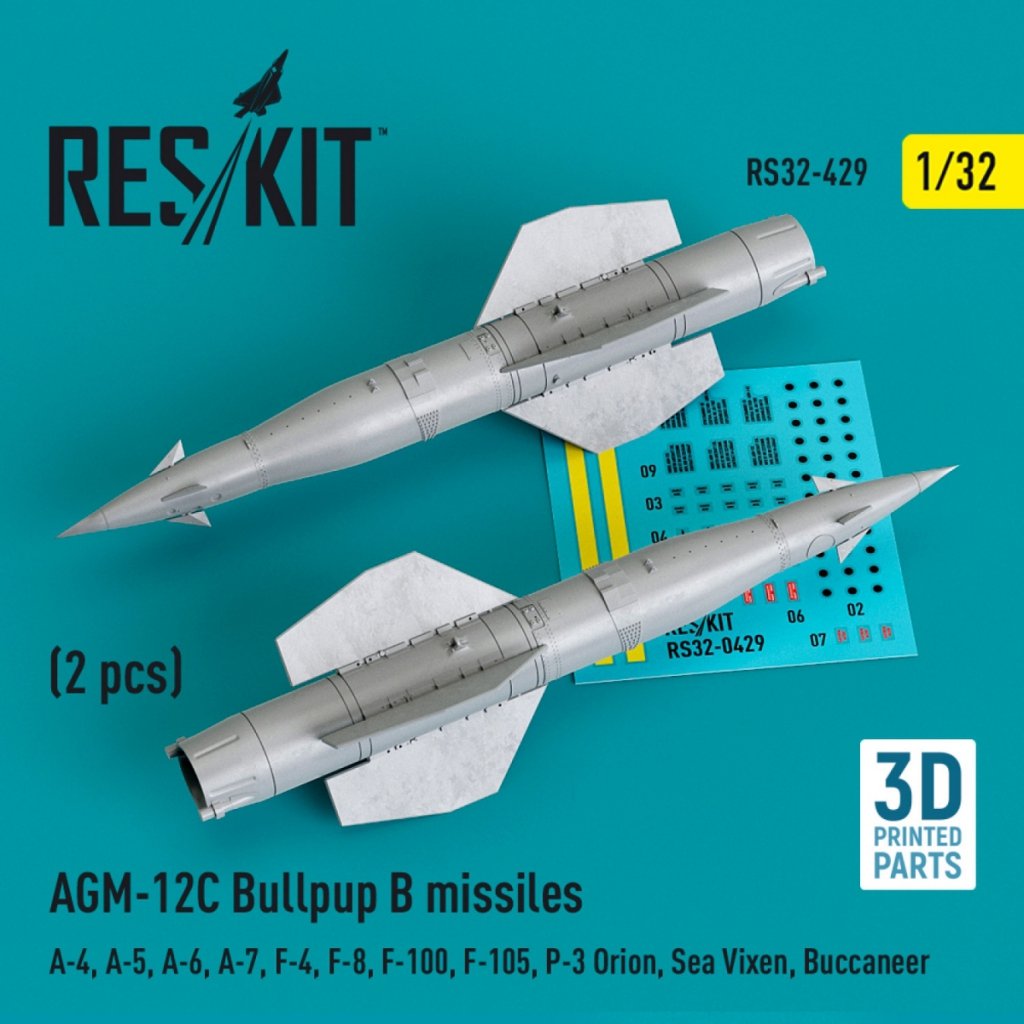 RESKIT RS32-0429 AGM-12C BULLPUP B MISSILES (2 PCS) (3D PRINTED) 1 32 ...