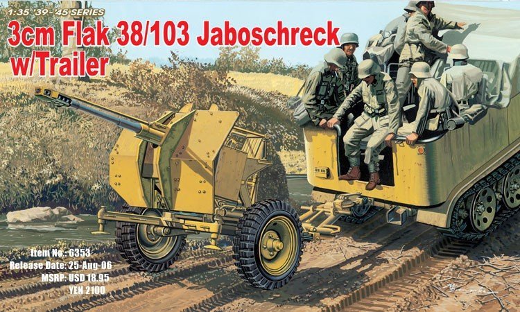 Dragon 6353 3cm Flak 38 103 Jaboschreck w Trailer (1:35) - Artillery ...