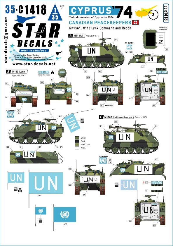 Star Decals 35-C1418 Cyprus 74 3. Turkish invasion of Cyprus in 1974 ...