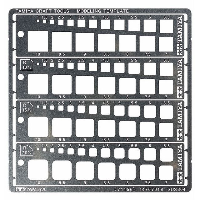 Tamiya 74156 Modelling Template (Square, 1-10mm) Stainless Steel ...