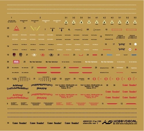 HobbyDecal ST48003V1 Fw-190 Stencils ver 1 1 48 - 1 48 scale ...