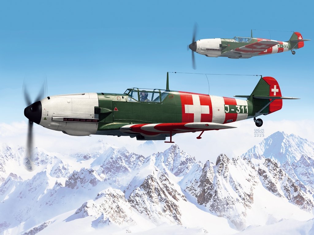 Wingsy Kits D5-12 Swiss Air Force Fighter MESSERSCHMITT Bf 109 E-3a 1 ...