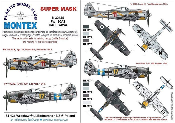 Montex K32144 Fw 190A8 (snake) 1 32 - scale 1:32 - Super Mask - Montex ...