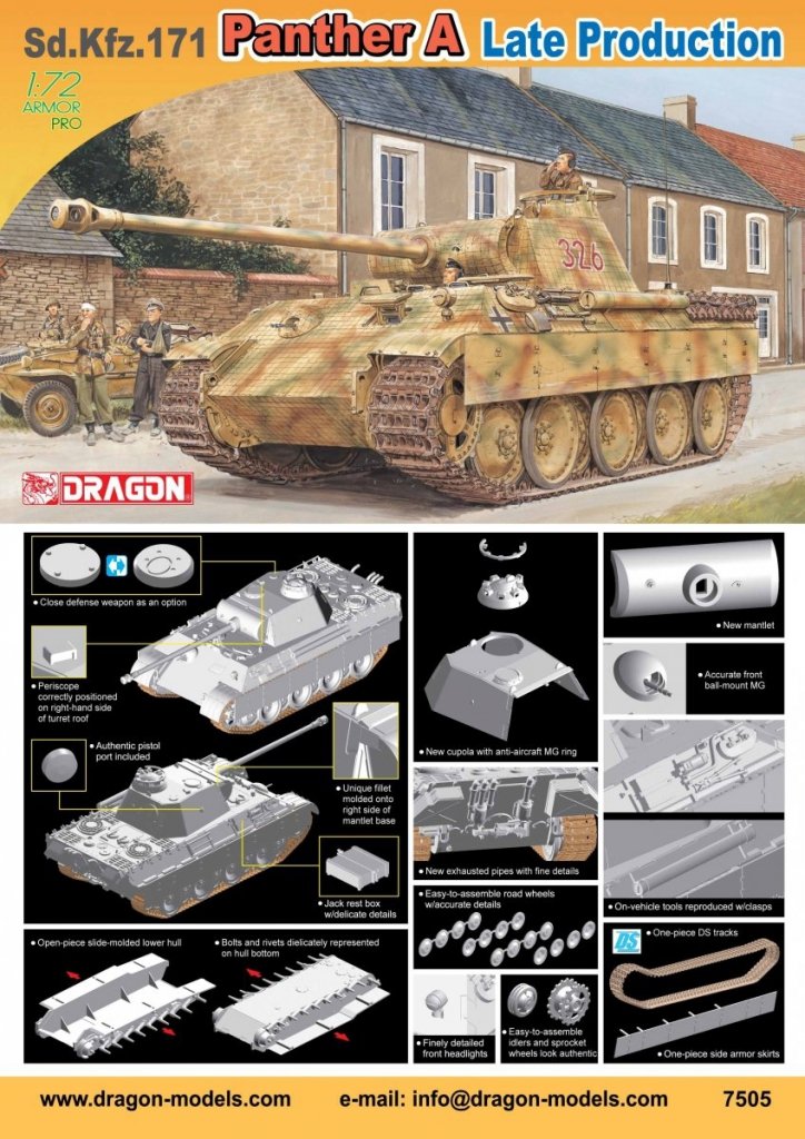 Dragon 7505 Sd.Kfz.171 Panther A Late Production 1 72 - 1939-1945 - 1 ...