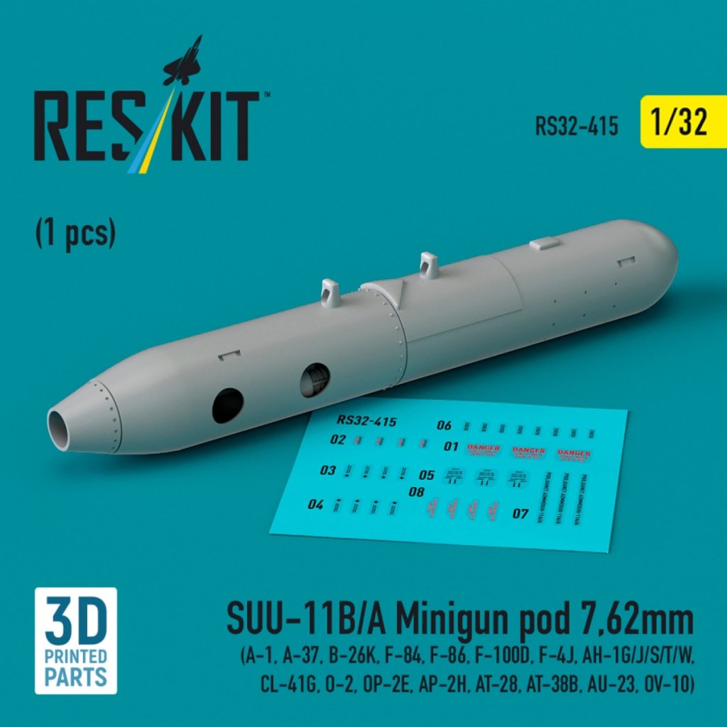 RESKIT RS32-0415 SUU-11B A Minigun pod 7,62mm (1 pcs) (3D printed) 1 32 ...