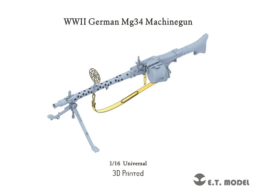 E.T. Model P16-001 WWII German Mg34 Machinegun (3D Printed) 1 16 ...