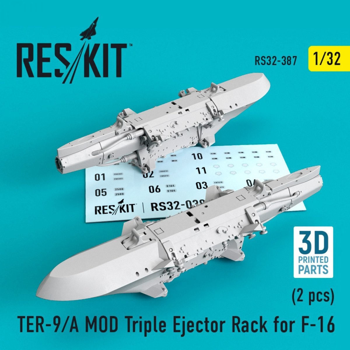 RESKIT RS32-0387 TER-9 A MOD TRIPLE EJECTOR RACK FOR F-16 (2 PCS) (3D ...