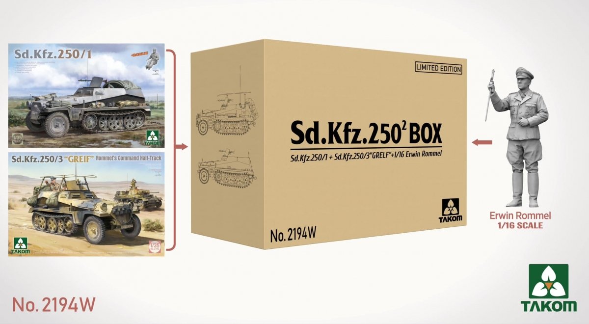 Takom 2194W Sd.Kfz 25 1 + Sd.Kfz 25 3 Greif Rommel Command Half-Track ...