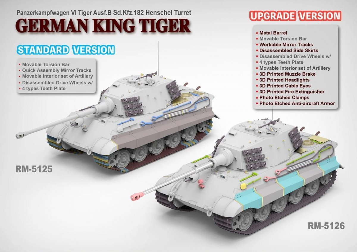 Rye Field Model 5126 German King Tiger Ausf.B Sd.Kfz.182 Henschel ...