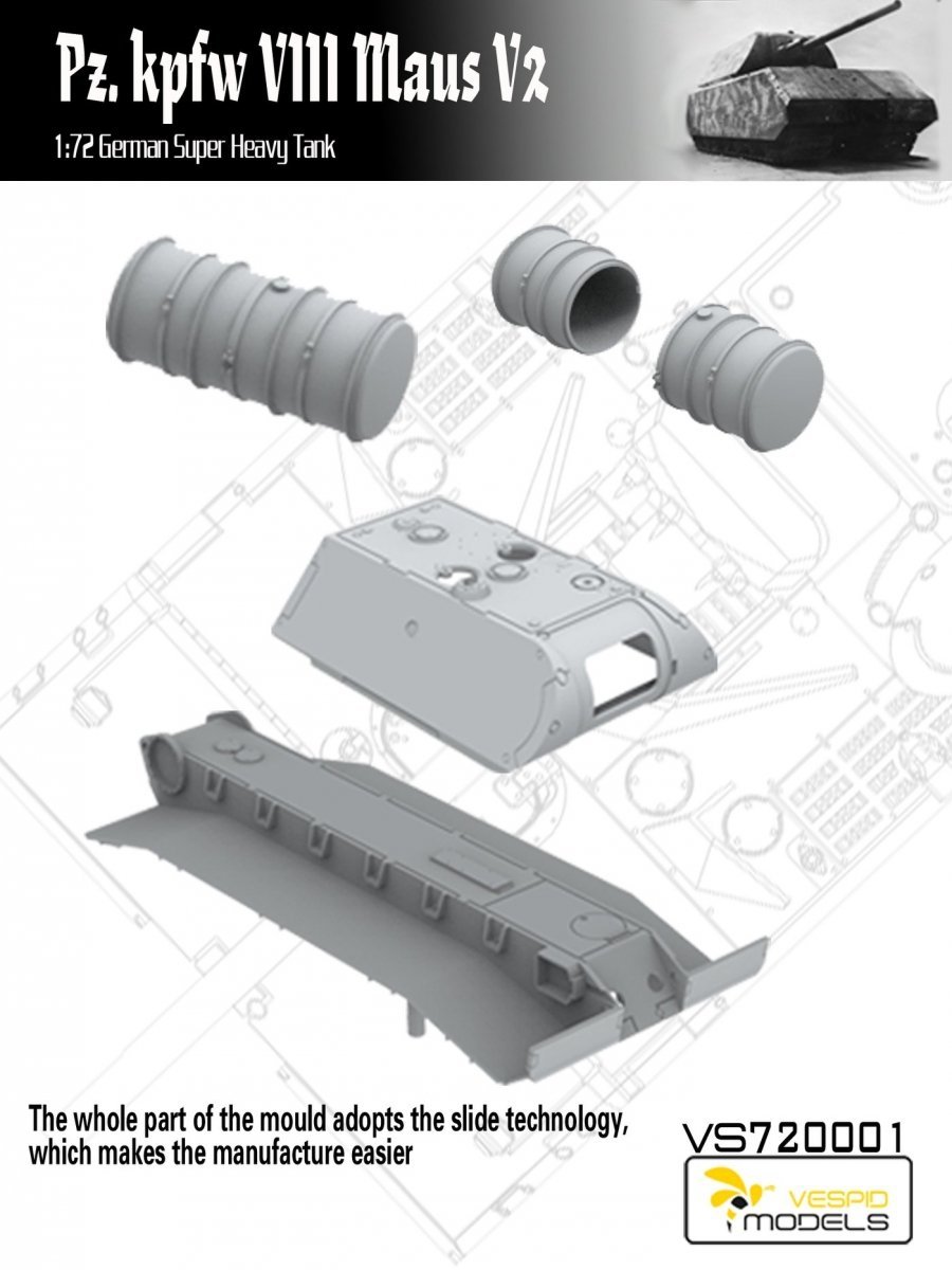 Vespid Models VS720001 Pz.Kpfw. VIII Maus V2 German Super Heavy Tank 1 ...