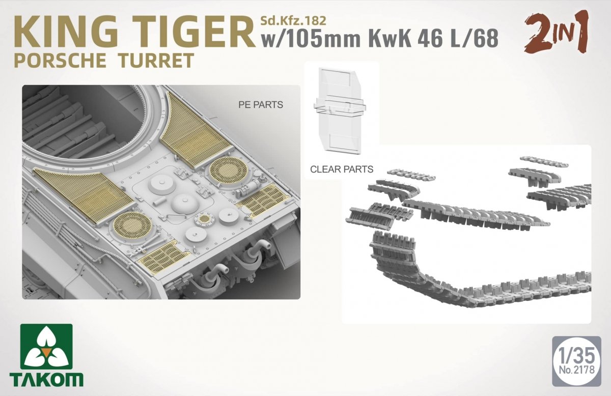 Takom 2178 Sd.Kfz.182 King Tiger Porsche Turret With 105mm KwK 46L 68 ...