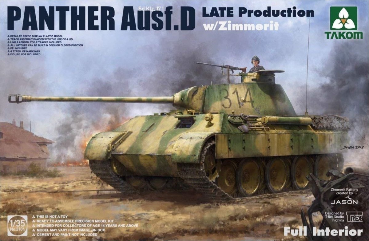 Takom 2104 Panther Ausf. D Late Production w Zimmerit Full Interior Kit ...