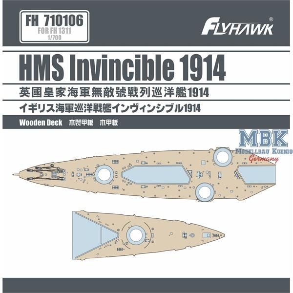 FlyHawk Model FH710106 HMS Invincible 1914 Wooden Deck (FH1311) 1 700 ...