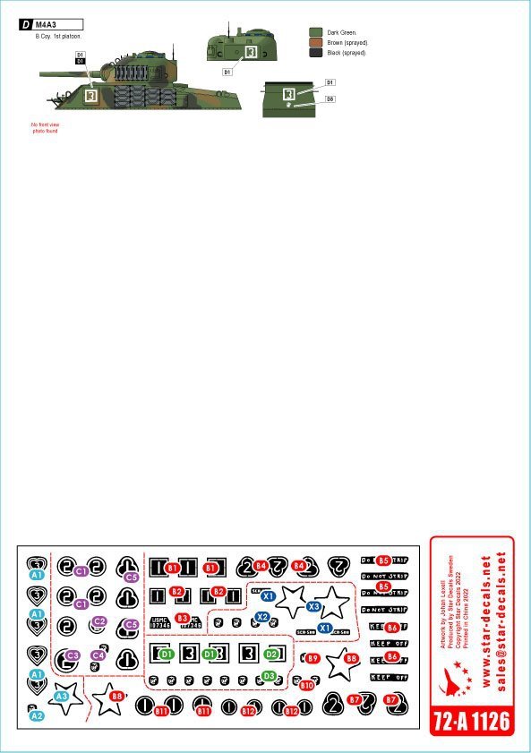 Star Decals 72-A1126 US PACIFIC WARS - OKINAWA USMC Sherman tanks 1 72 ...