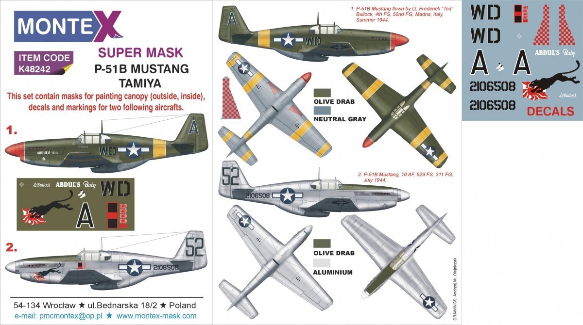 Montex K48242 P-51B MUSTANG RAZORBACK 1 48 - scale 1:48 - Super Mask ...