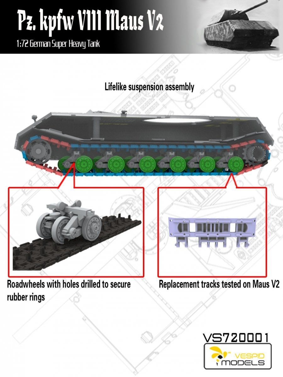 Vespid Models VS720001 Pz.Kpfw. VIII Maus V2 German Super Heavy Tank 1 ...