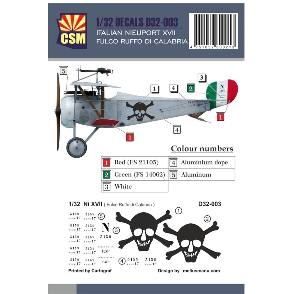 Copper State Models D32-003 Italian Nieuport XVII Fulco Ruffo Di ...