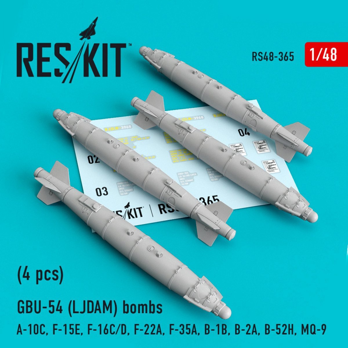 RESKIT RS48-0365 GBU-54 (LJDAM) BOMBS (4 PCS) 1 48 - RES KIT - skala 1 ...