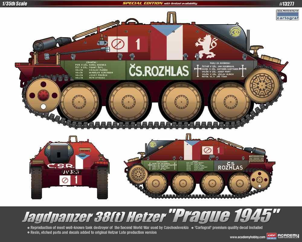 Academy 13277 Jagdpanzer 38(t) Hetzer, Prague 1945 1 35 - Artyleria ...