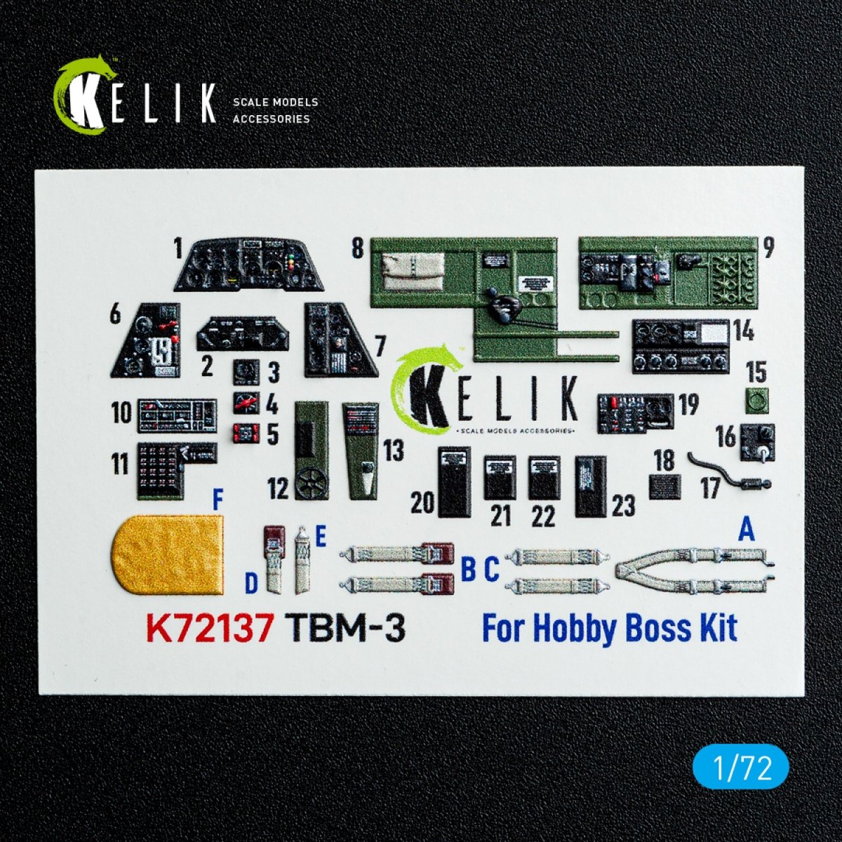 Kelik K72137 TBM-3 Avenger - interior 3D decals for HobbyBoss kit (1 72 ...