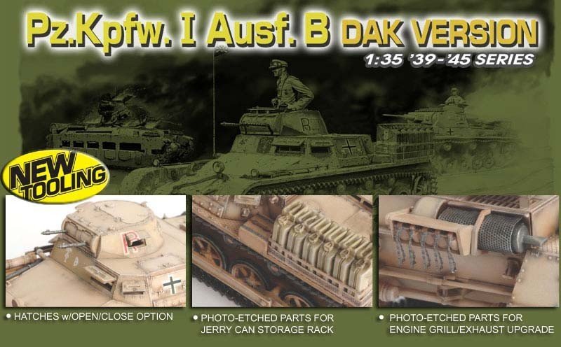 Dragon 1:35 Pzkpfw. I Ausf. B, DAK Version (6207), Czołg dosklejania