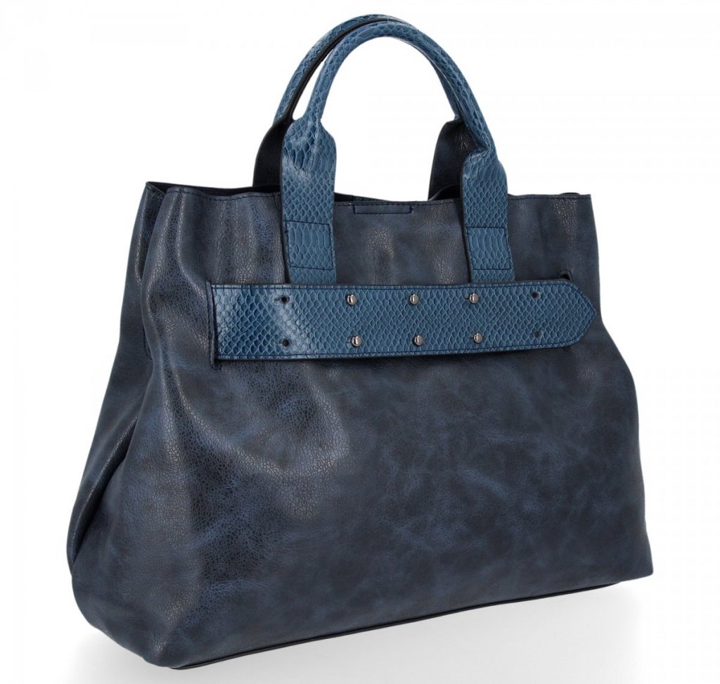 Uniwersalne Torebki Damskie Potri Shopper Bag Granatowa - Panitorbalska.pl