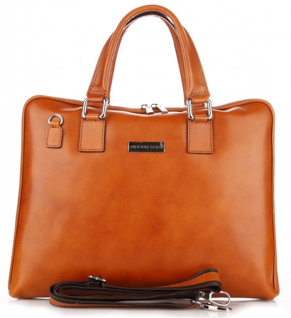 Torebki Skórzane VITTORIA GOTTI Made in Italy Aktówka Damska A4 Ruda ...