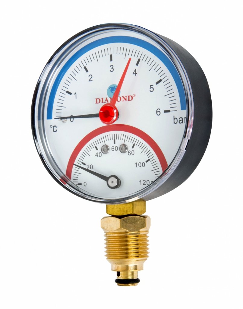Termomanometr 80 mm 0-120 C 0-6 bar - Aparatura pomiarowa - Automatyka i sterowanie