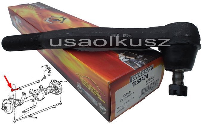 Prawa końcówka drążka górnego Jeep Grand Cherokee 1999-2004 52088461 ...