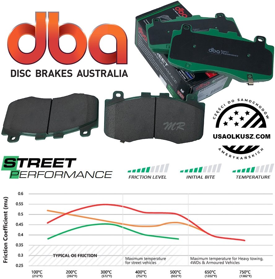 Przednie klocki DBA STREET PERFORMANCE + pływające dwuczęściowe tarcze ...