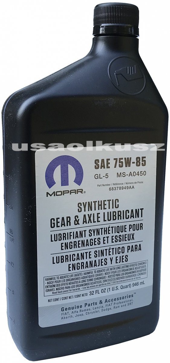 Olej Mostu MOPAR 75W-85 API GL-5 MS-A0450 Jeep Wrangler JL 2018 ...