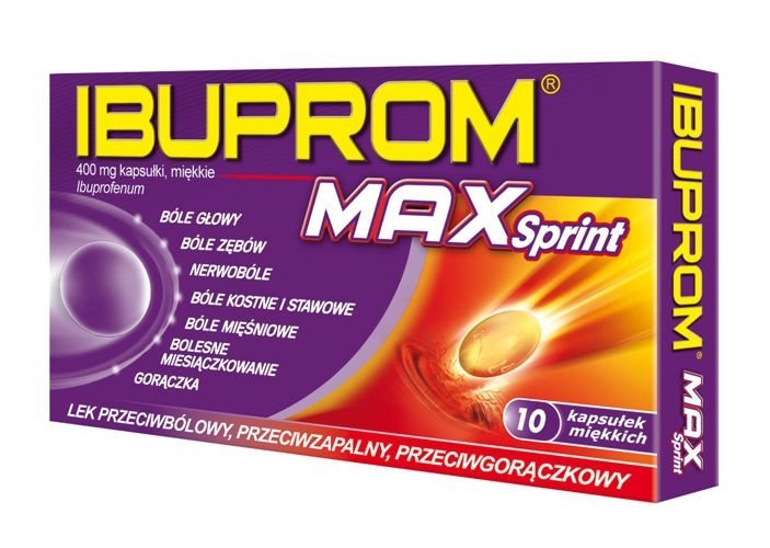 IBUPROM MAX Sprint x 10 kapsułek - Przeciwbólowe, Gorączka ...