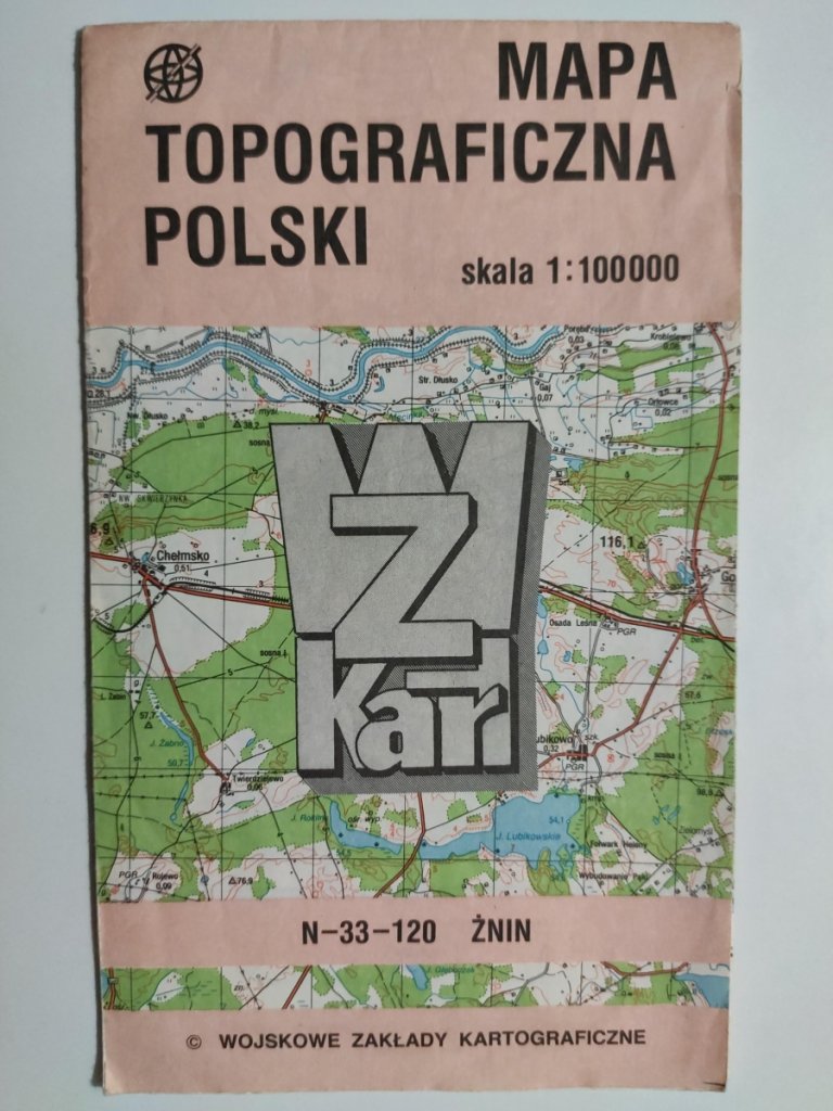 MAPA TOPOGRAFICZNA POLSKI 1:100 000 N-33-120 ŻNIN - Mapy, atlasy, plany ...