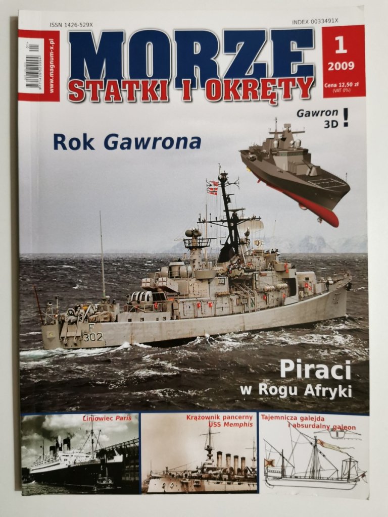 MORZE STATKI I OKRĘTY NR 1 2009 - Wojsko, militaria - CZASOPISMA