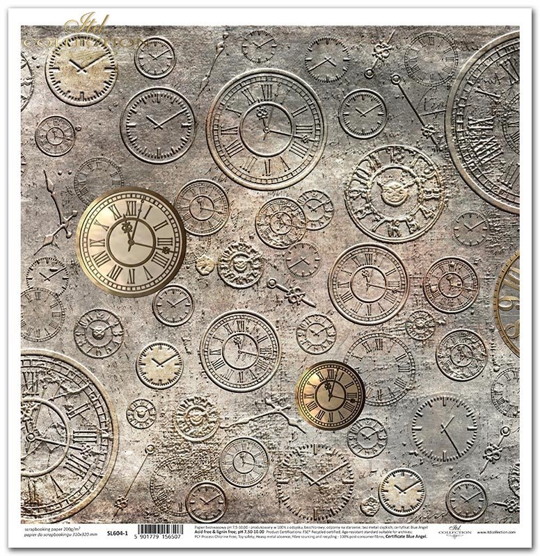 Papier für Scrapbooking SL604 * Uhren, Steampunk, Vintage